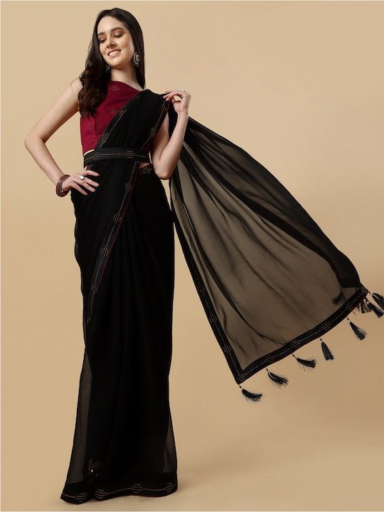 Embellished Border Saree Inddus.in